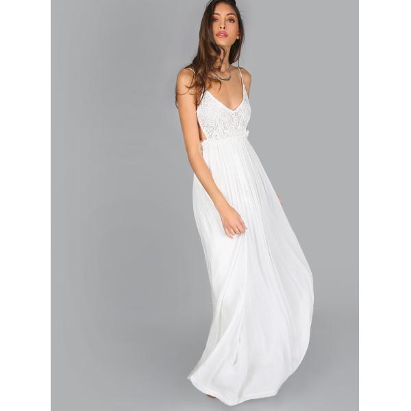 Quality Greek Goddess V neck Maxi Crochet Dress Summer Apparel for sale