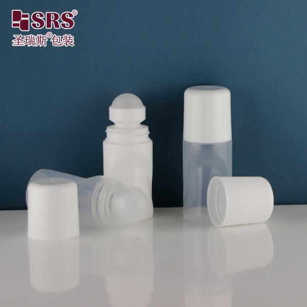 Quality RPPB-50ml White Roll On Aromatherapy Bottles Empty Clear With White Screw Cap for sale