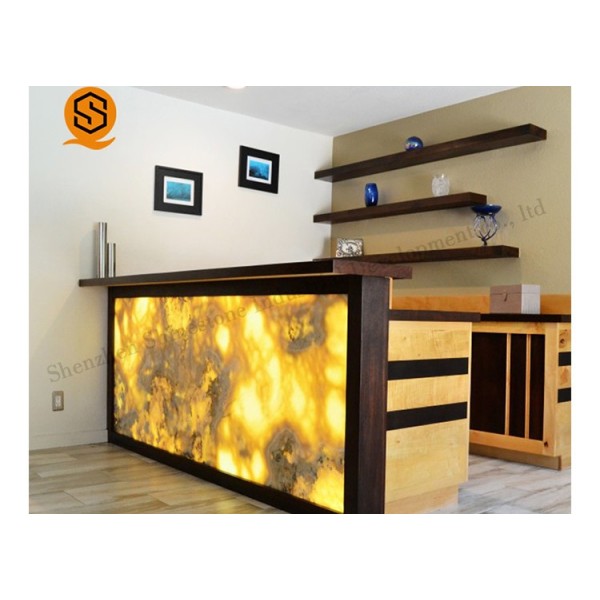 Quality Translucent Stone Solid Surface Bar Counter Italy Design Small Size for sale
