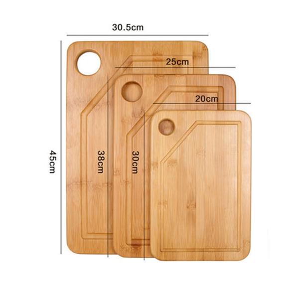 Quality 3PCS Bamboo Butcher Block Chopping Board Set 28x2cm 33x22cm 22x15cm for sale