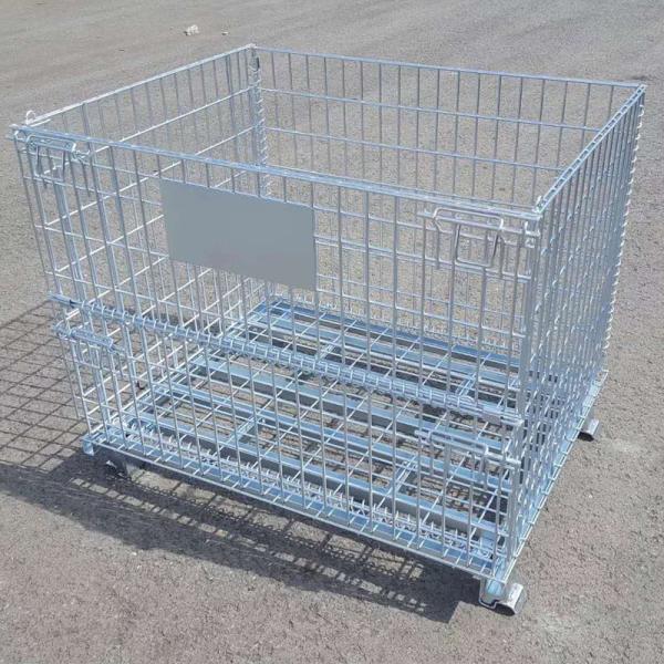 Quality Stackable 4 High Storage Wire Mesh Pallet Cage Auto Parts Storage Cages for sale