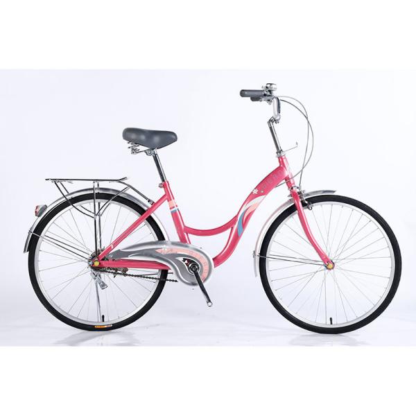 Quality 24 Steel Frame Single Speed Ladies Bike City Bicycle With Front And Rear Wheel Disc Brake for sale
