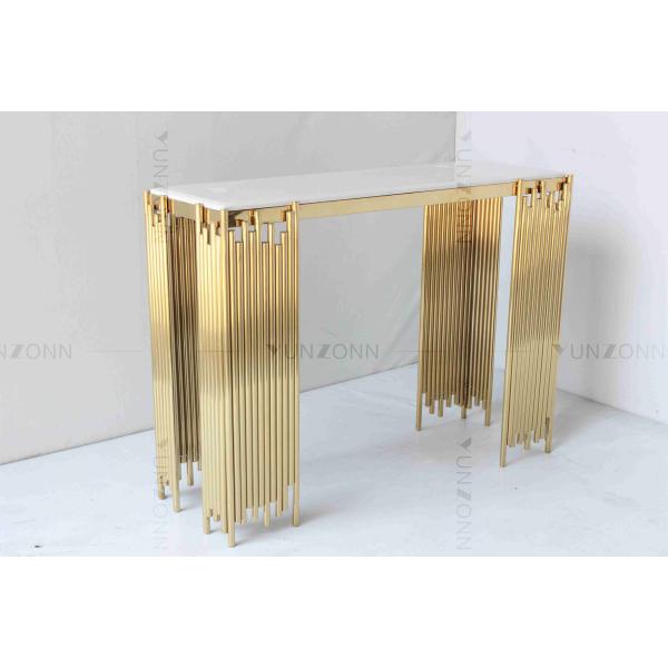 Quality Tubular Modern White And Gold Console Table Wall Cabinet Shelf Luxury Furniture for sale