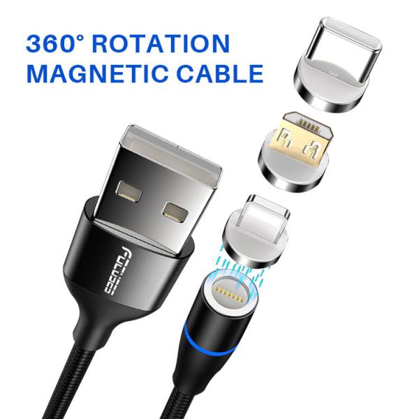 Quality Nylon Braided 3 In 1 Magnetic USB Charging Cable 3.0 A Micro Type C Cable for sale