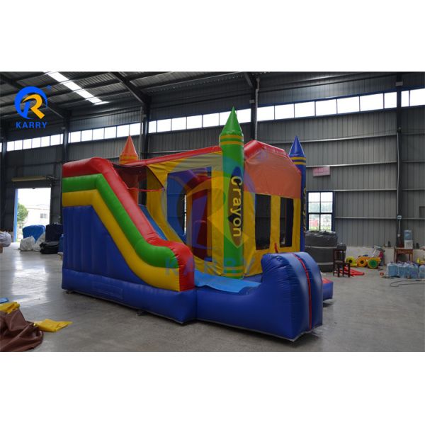 Quality Blower-Equipped Inflatable Crayon Bounce House with Side Slide and Customizable for sale