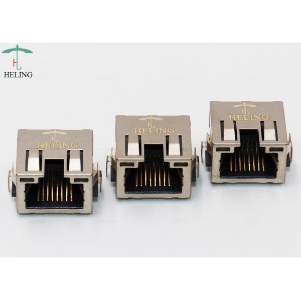 Quality Thru Hole R/A Shielded PCB RJ45 Ethernet Connector With EMI Tabs for sale