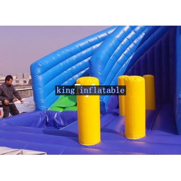 Quality Blue Durable Inflatable Water Slide With Pool N Obstacle Games CE Customized for sale