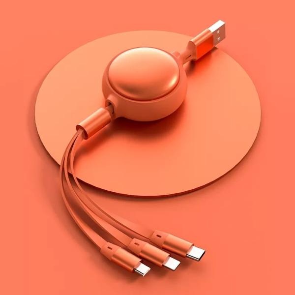 Quality Retractable 3 In 1 Micro USB Cable , 120cm Type C Data Cables ODM for sale