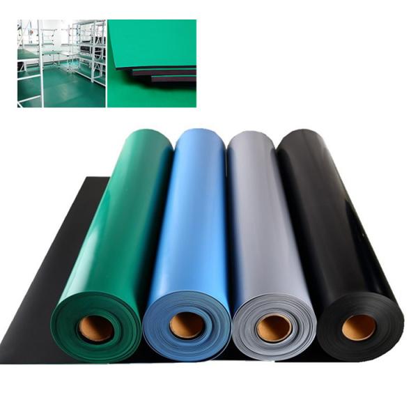 Quality Green Blue Black Grey ESD Rubber Mat Anti Static For Workplace Table / Floor for sale