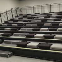 Quality PP Material Retractable Bleacher Seating with Sofa Cushion and Rear Folding Design for Studio Meeting Room for sale