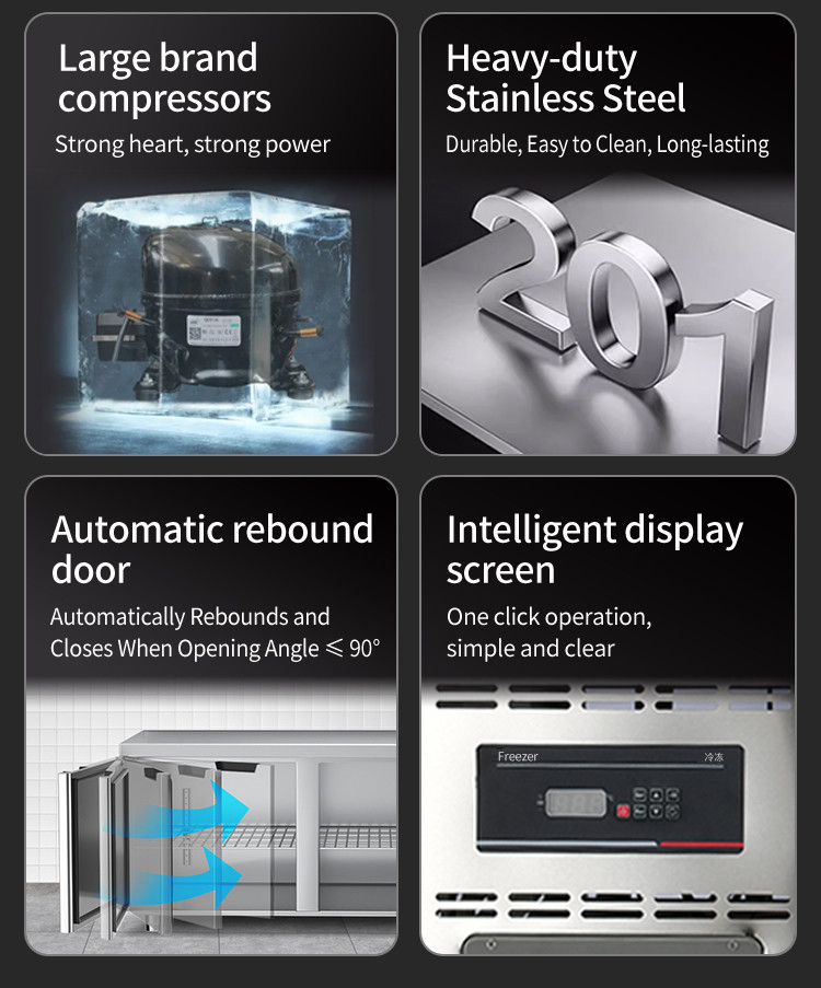 Quality Stainless Steel Undercounter Refrigerator Prep Table with Customizable Plug for sale