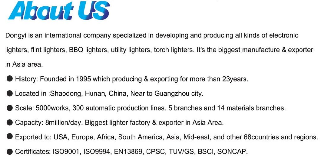 Dongyi High Quality Flint Gas Lighter with LED Light Dy-F6 LED