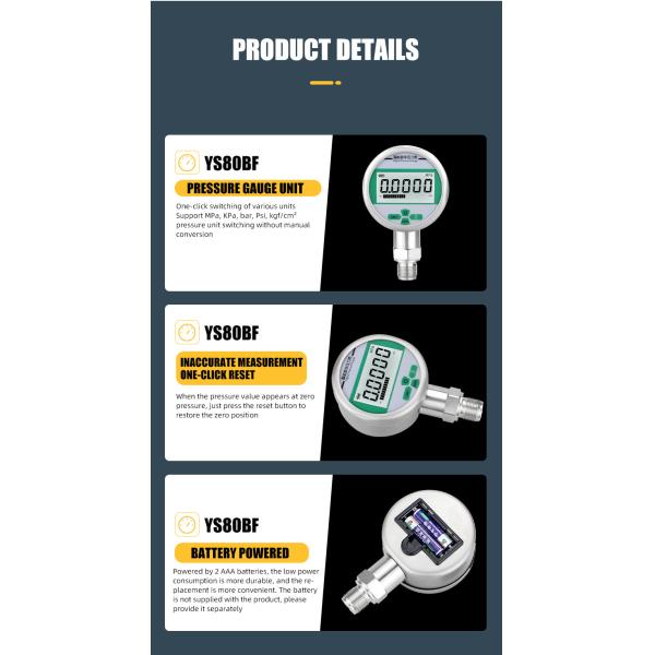 Quality 0.5% Stainless Steel Digital Pressure Gauge with Ambient Temperature Range of for sale