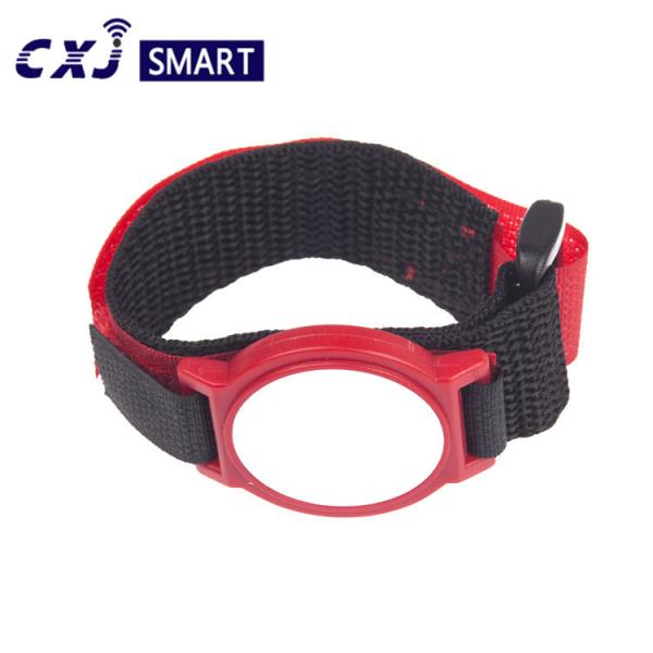 Quality Contactless Fabric RFID NFC Bracelet Silicone Woven 1k Chips for sale