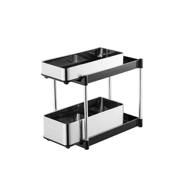 Quality Under Sink Kitchen Storage Rack Clutter-Free 2 Tiers Stainless Steel Kitchen Rack for sale