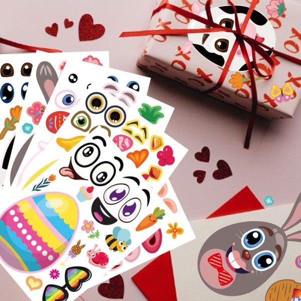 Quality Silk Screen Printing Easter Egg Stickers Easter Bunny Children DIY 128gram for sale