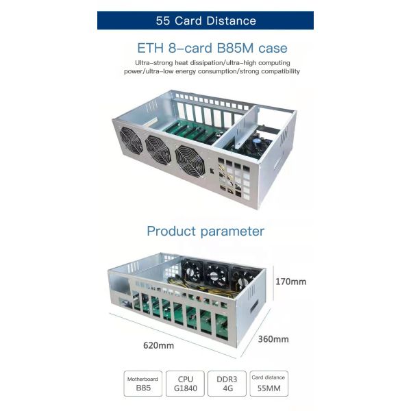 Quality Wholesale Empty Server Case  Rig B85 55MM case 8 GPU Machine GPU for gpu rig PC server case for sale