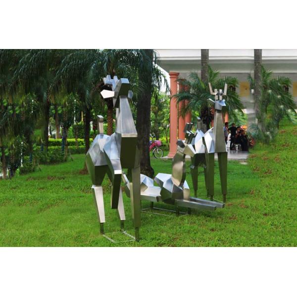 Quality Contemporary Metal Deer Sculptures , Abstract Metal Lawn Sculptures Street for sale