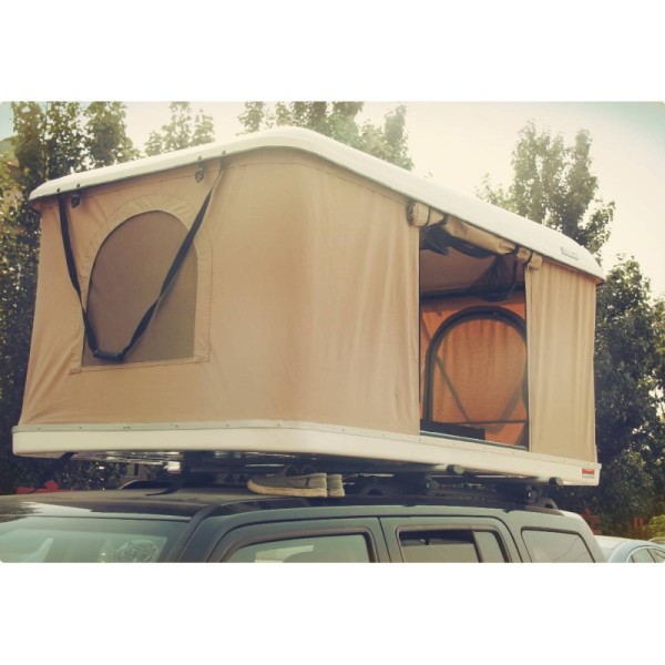 Quality High quality single layer fiberglass shell hard cover canvas roof top tent with side awning for sale