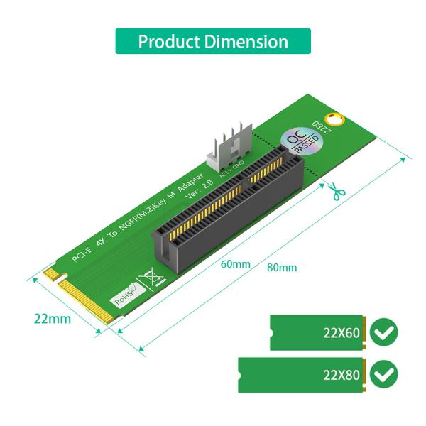 Quality PCI Express PCI-E 4X to NGFF M.2 PCIe Riser Card X4 to M2 Key M Adapter for sale