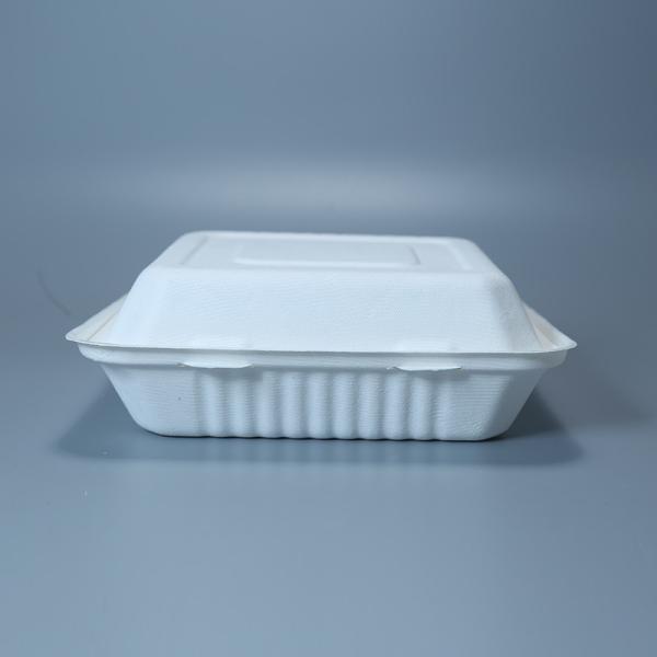 Quality 800ml Takeaway Containers Microwave Safe Bagasse Clamshell Birthday Party for sale