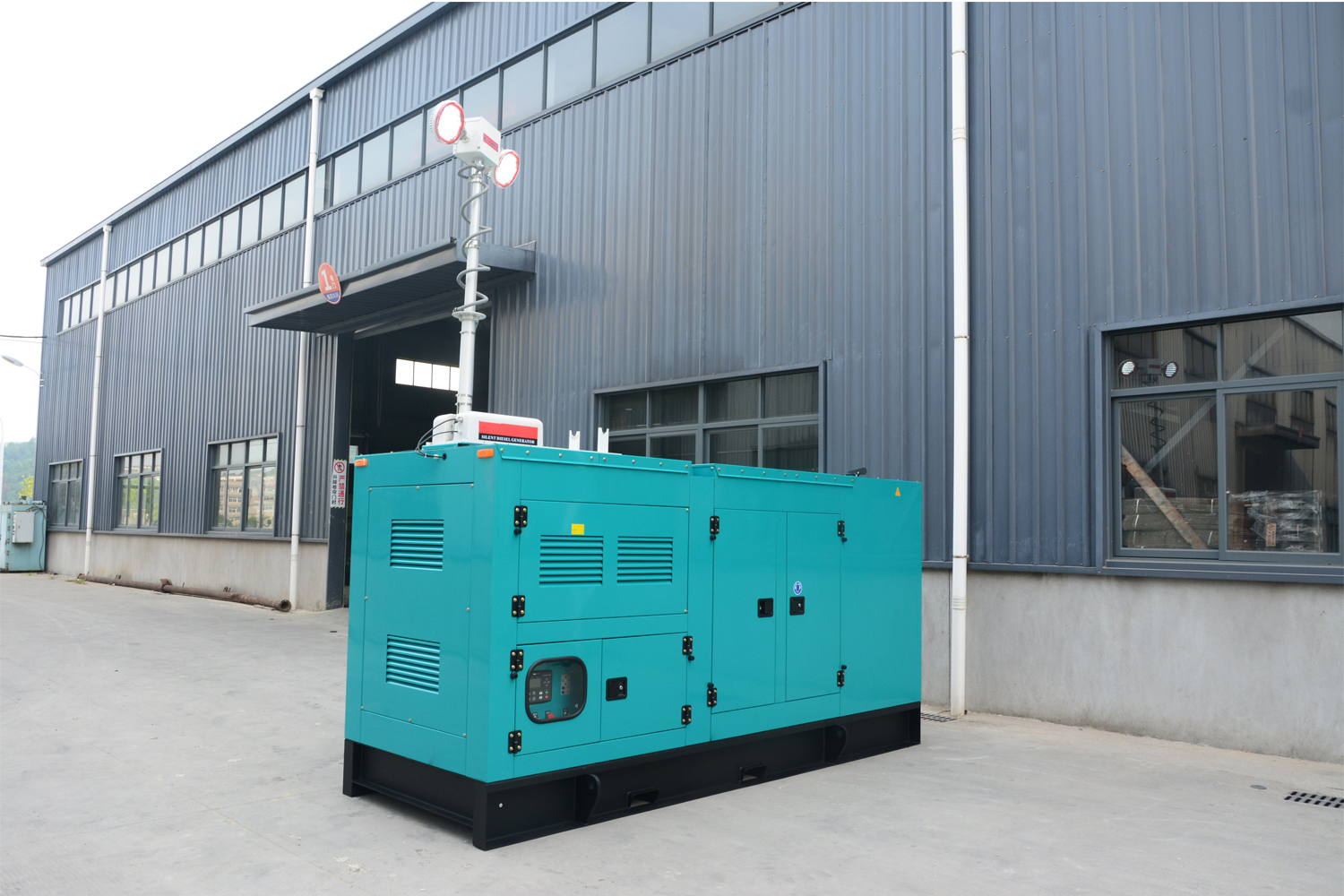 Diesel Generator Set With Light Tower , 2 X 1000W , Customize Generator Set With Light For Consumption Or Mining Site
