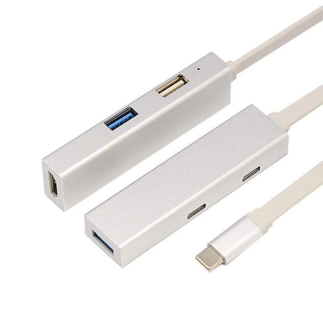 Quality HDMI 4K Silver 5 In 1 Aluminum Alloy Powered USB C HUB for sale