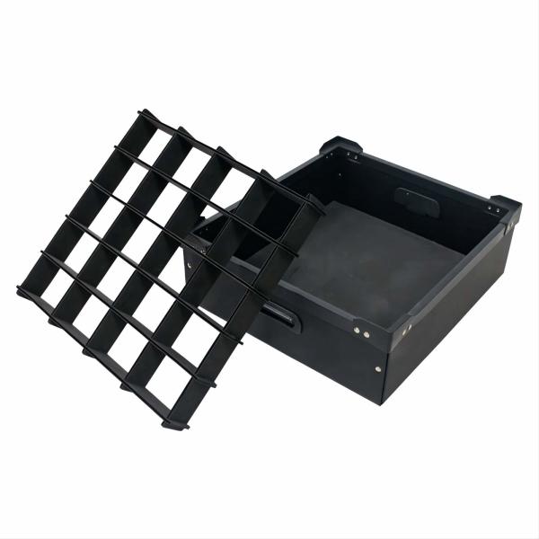 Quality Black Corrugated Plastic Crates Flame Retardant Custom Color Divider Moving Box for sale