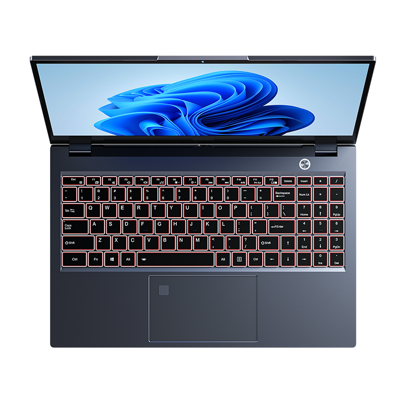 15.6-inch laptop front view with customized logo