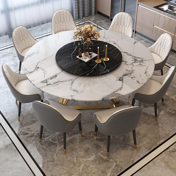 Quality Dining Room Turntable Marble Top Circle Dining Table Polished for sale