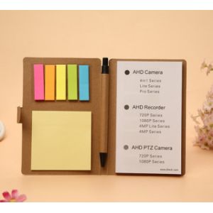Quality Eco Kraft Journal Notebook Notepad With Sticky Notes With Sticky Notes And Pen for sale