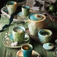 Quality Lead Free 800ml Decorative Porcelain Teapot Set With Cappuccino Cup for sale