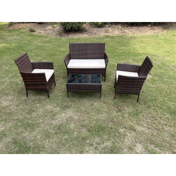 Quality China Factory Wholesale Rattan Sofa Waterproof Design Indoor Outdoor Sofa Table Chair Dining Desk Ottoman Furniture Set for sale