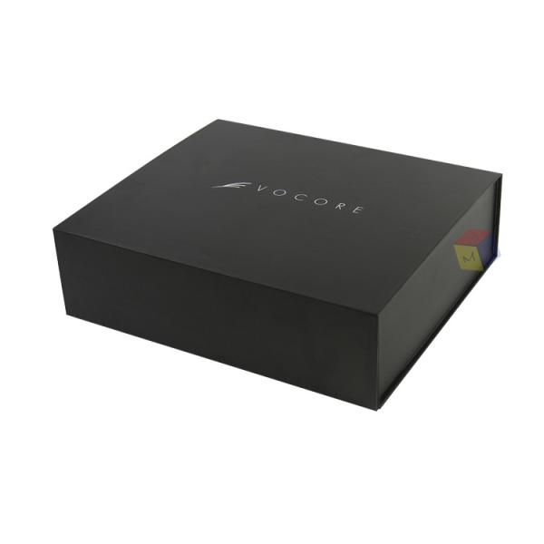 Quality Luxury Rigid Cardboard Collapsible Folding Packaging Black Clothing Boxes With for sale