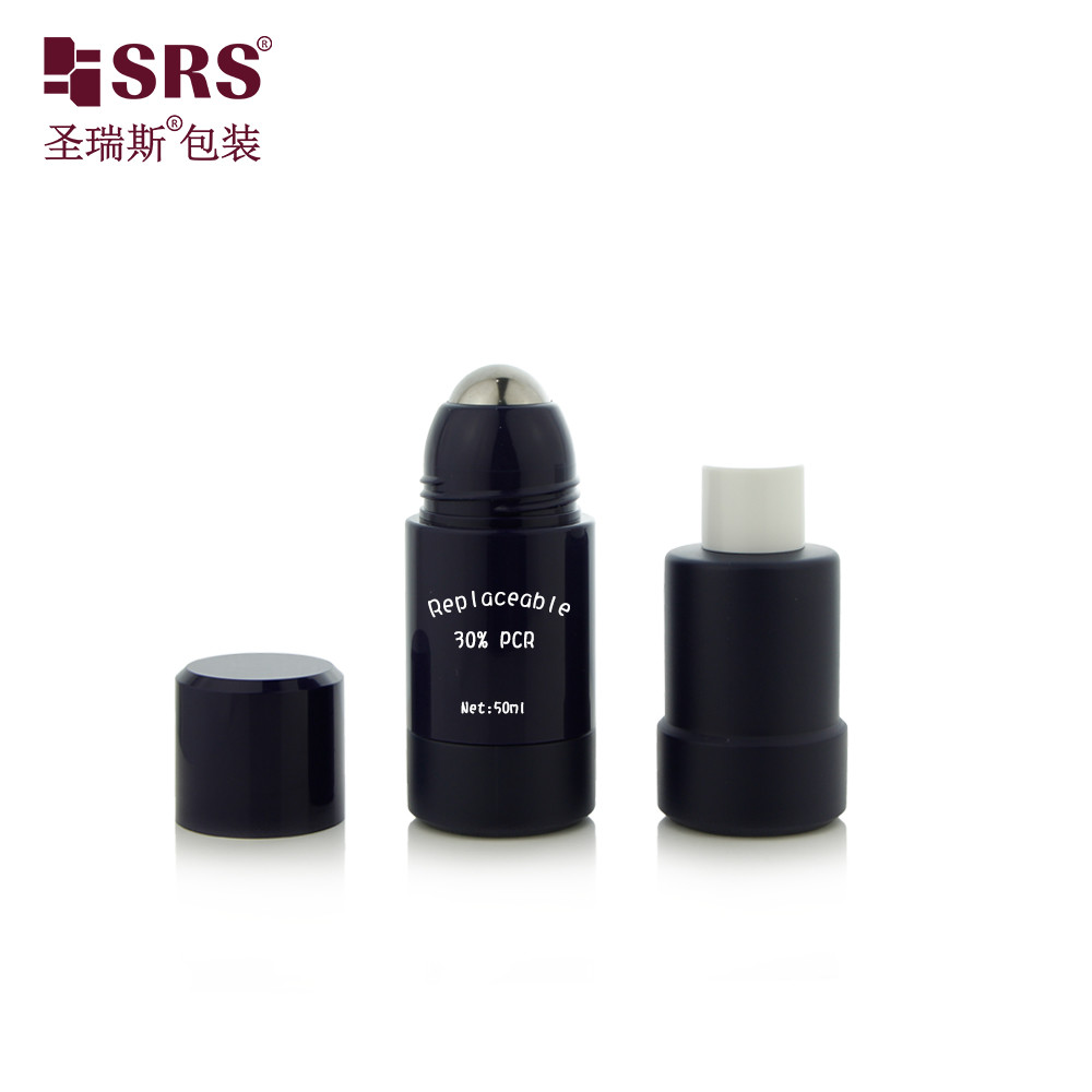 Quality RPPE 50ml 75ml Injection Dark Blue Glossy PP PCR Eco Friendly Plastic Roll On for sale