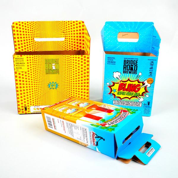 Quality Portable Corrugated Paper Packaging 6 Bottle Beer Box With Custom Printing And for sale