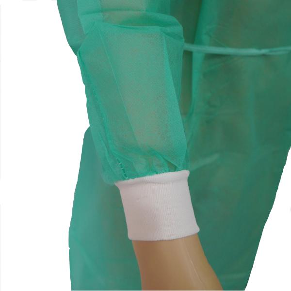 Quality Multiple Color Medical Isolation Gown Nonwoven PP Knitted Cuff for sale