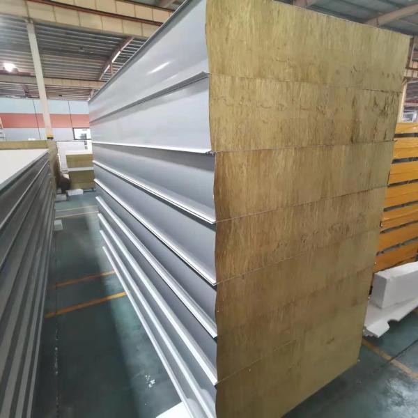 Quality Fireproof and Soundproof Structural Rock Wool Sandwich Wall Panel for Modern for sale
