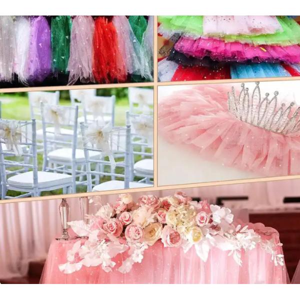 Quality Shine Glitter Nylon Tulle Fabric Roll Customizable Tulle Rolls for sale