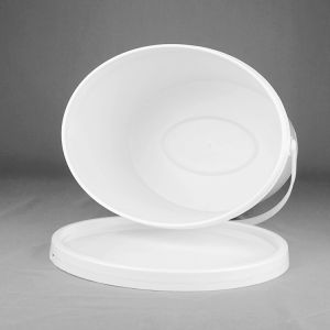 Quality 1 Gallon 2 Gallon Oval Plastic Bucket Ice Cream Packaging With Lid Handle for sale