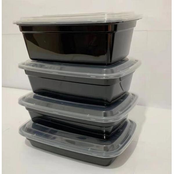 Quality Black 1000ml Microwavable Disposable PP Plastic Food Container for sale