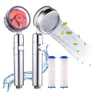 Quality Bathroom ABS 360 Degrees Rotating Turbo Fan And Filtered Water Saving Clear Shower Head With Handheld for sale