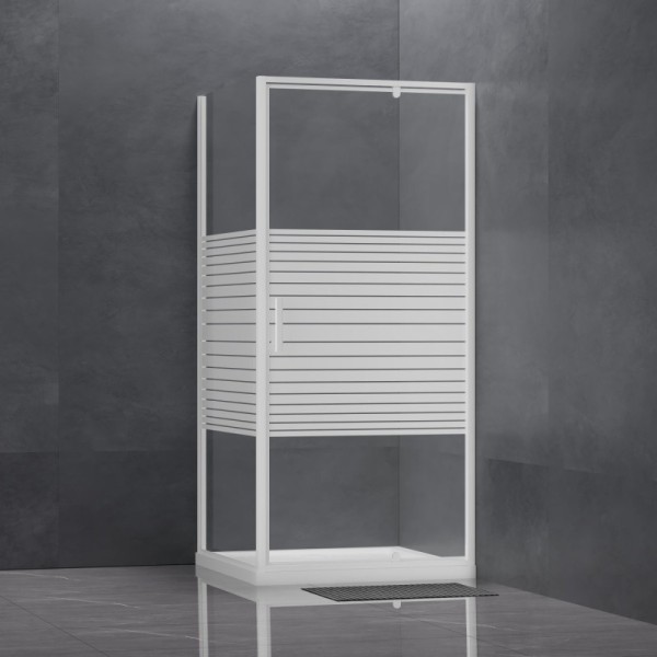 Quality Laminated Glass Shower Enclosure with Rotating Door and White Printed Design in White for sale