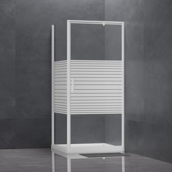 Quality White Printed White Electroplated Frame Simple Arc Shower Enclosure E2303-W1 for sale