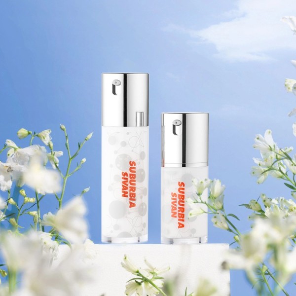 Quality 30/50ml Plastic Airless white cylindrical frosted with silver pump for cosmetic packaging bottle for sale