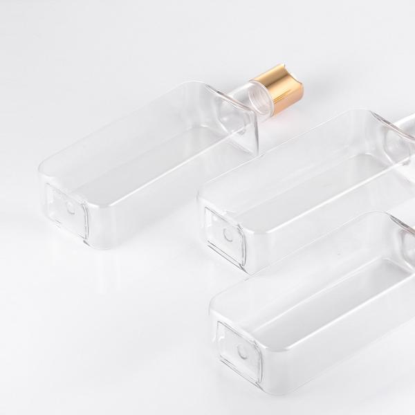 Quality 300ml Disc Cap Bottle Transparent PETG Material Recycable With Gold Lid for sale