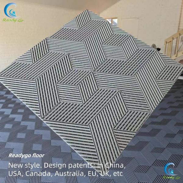 Quality Fire Resistant Interlocking Garage Floor Tiles Easy To Install 15.75 X 15.75 Inches 3D Cube Black 0.7 Inches Thickness for sale