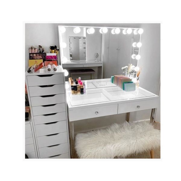 Quality RoHS LED Hollywood Mirror Dressing Table Desk Adjustable for sale