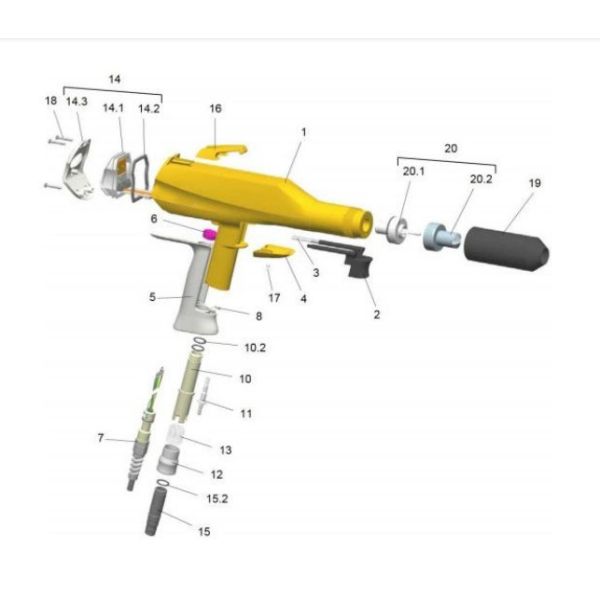 Quality 1002100 Powder Coating Spray Machine Complete Gm02 With 6m Cable Replacement for sale