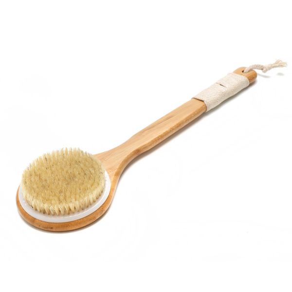 Quality Dry Body Shower Brush Back Scrub Natural Bamboo Long Handle Massage for sale